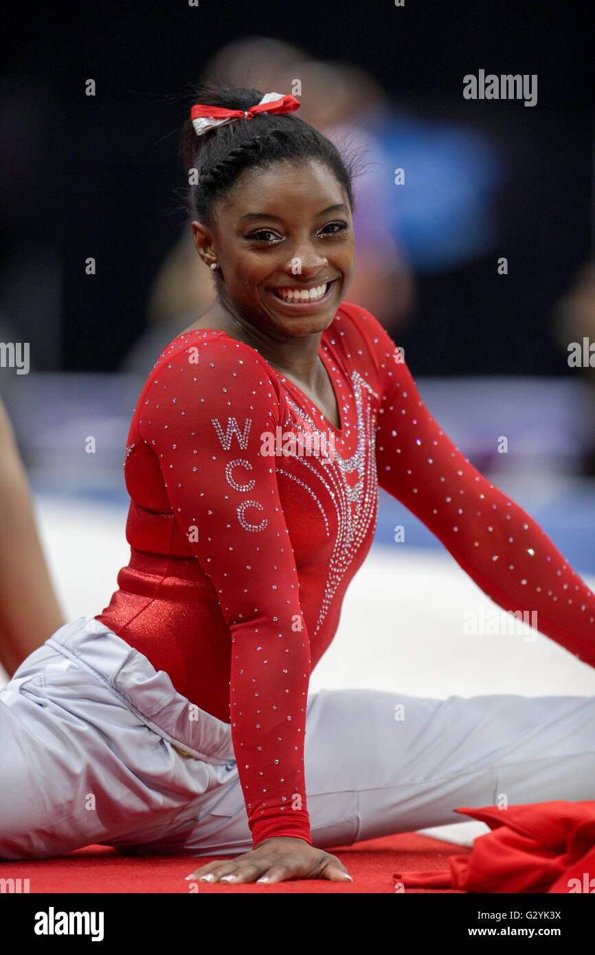 The Uneven Bars. 4th June, 2016. Gymnast Simone Biles (World Champions ...