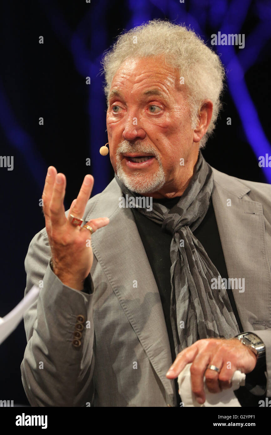 Hay on Wye. Sunday 05 June 2016 Tom Jones speaks about his book 'Over ...