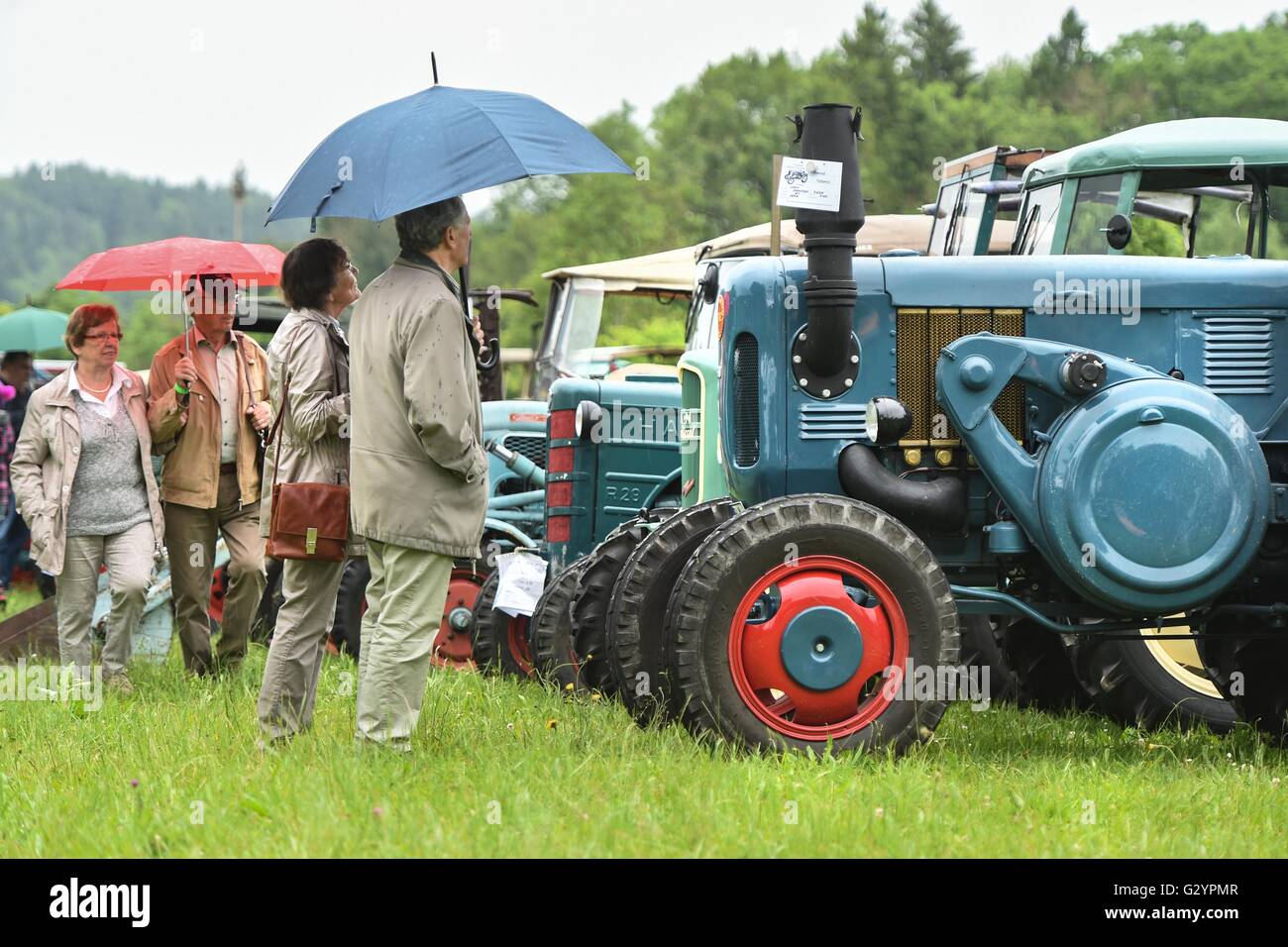 Wolfegg, Germany. 05th June, 2016. Visitors and classic car enthusiasts ...