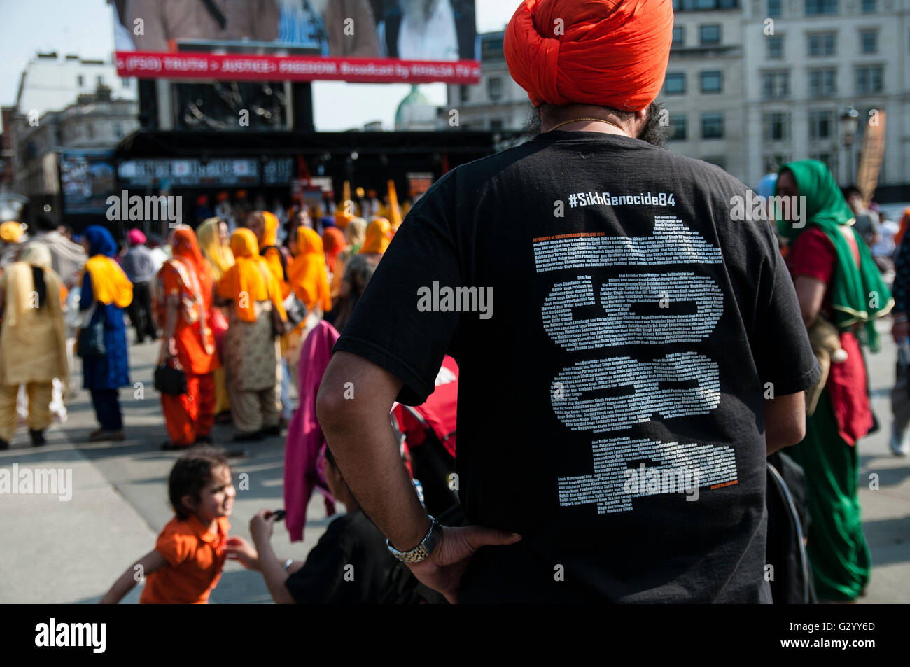 Thousands of Sikhs from UK attend a rally in Trafalgar Square to ...
