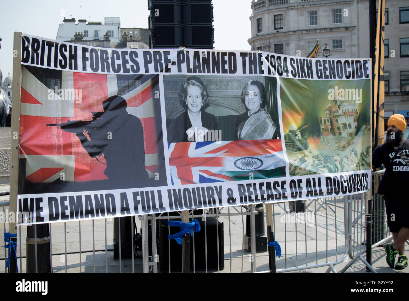 Trafalgar Square, London, UK June 5th 2016, marchers at the rally for ...