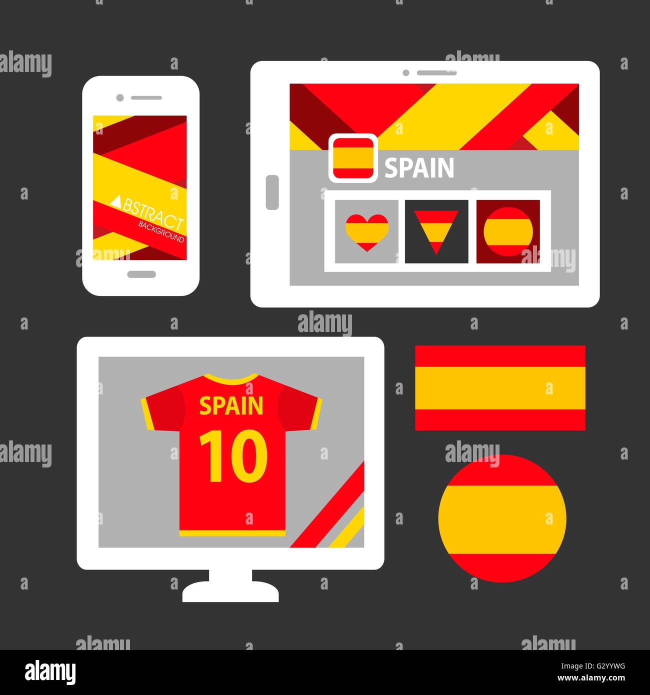 Set of Spain flag and theme on device Stock Vector Image & Art - Alamy