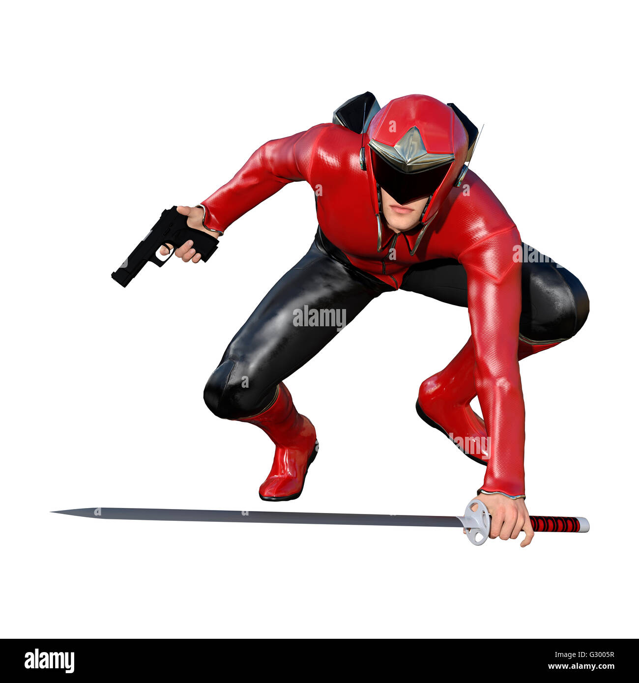 3D rendering of a male hero isolated on white background Stock Photo ...
