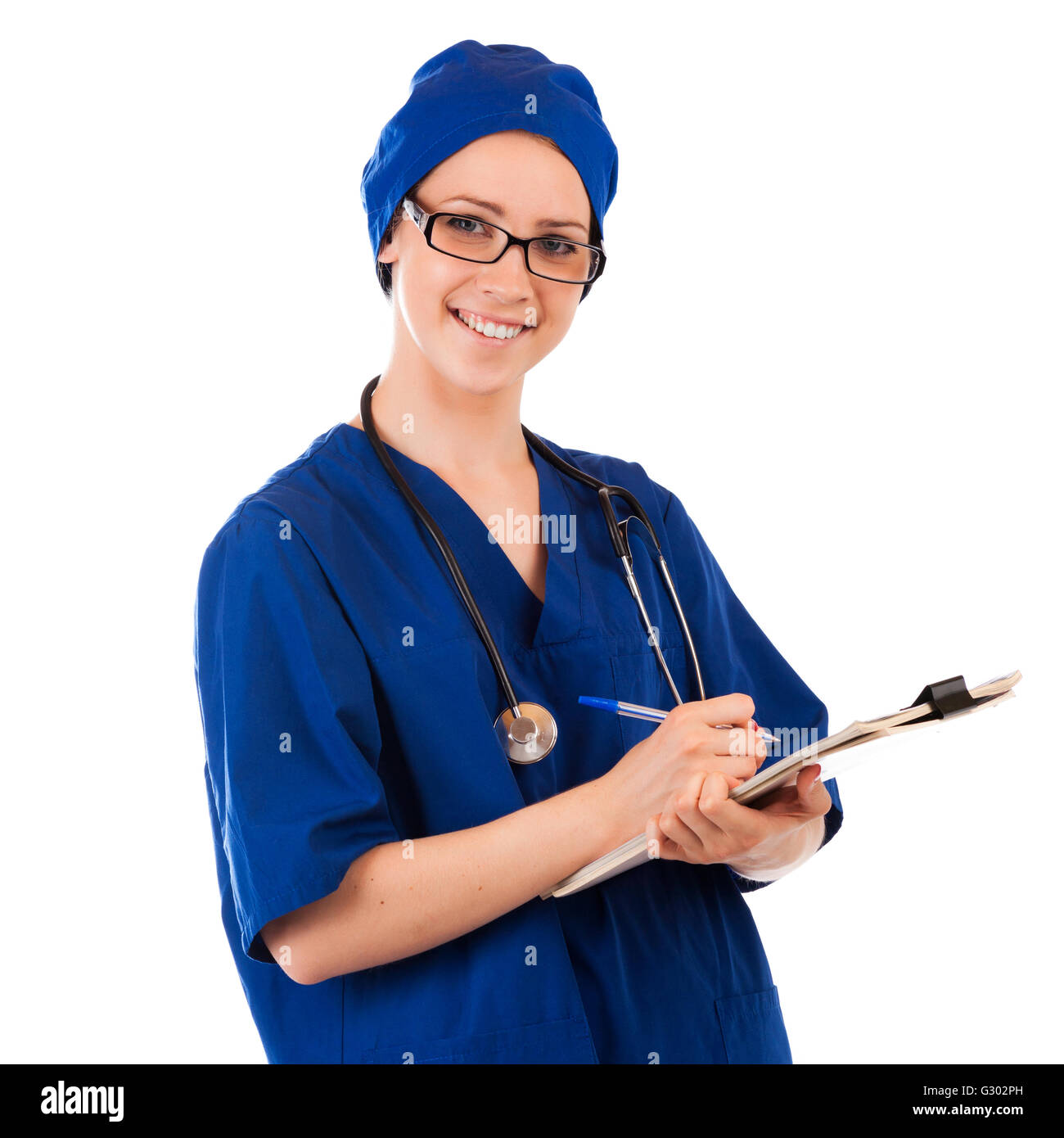 closeup portrait of young female medical worker Stock Photo - Alamy