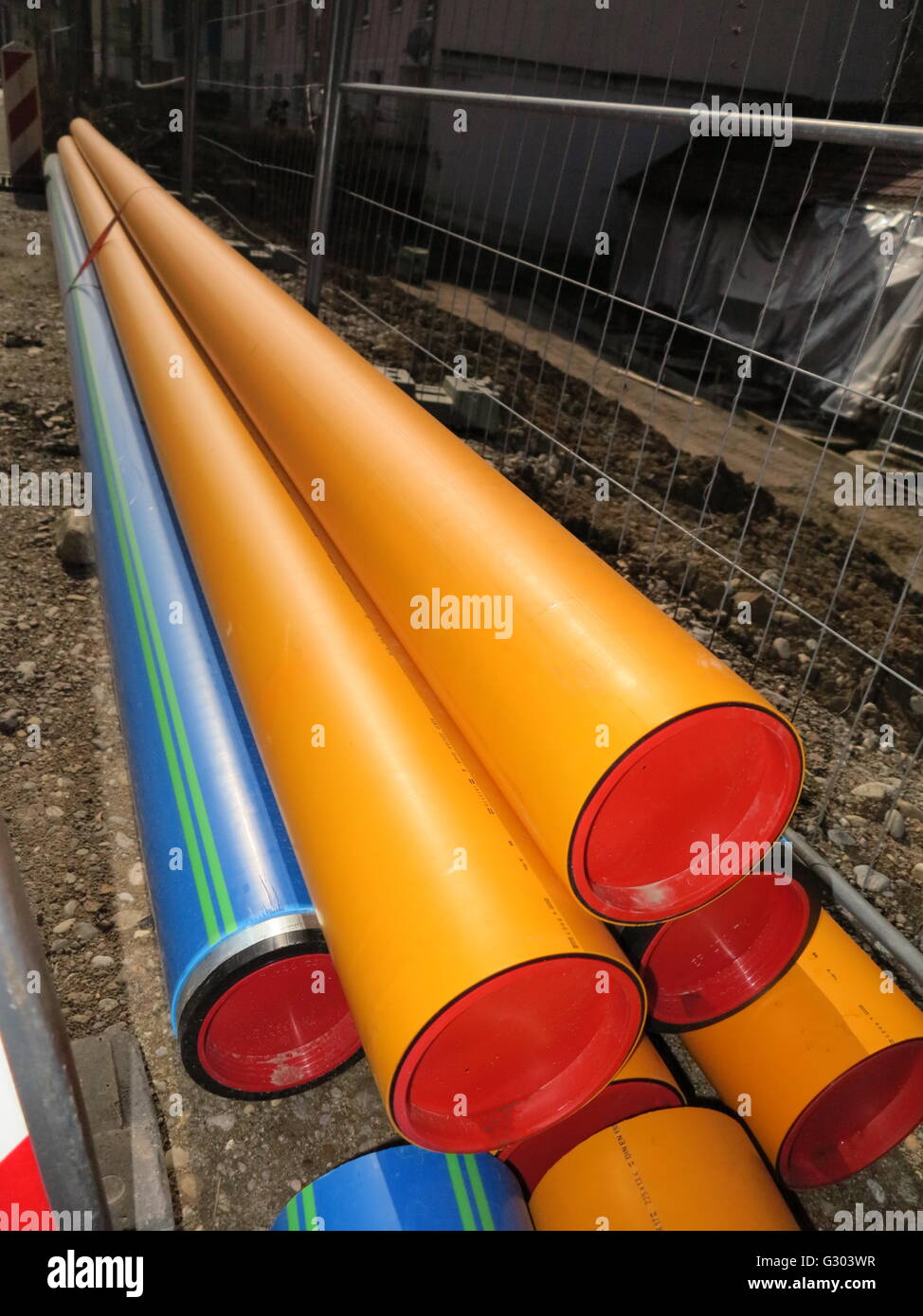 Pipes at a construction site Stock Photo - Alamy