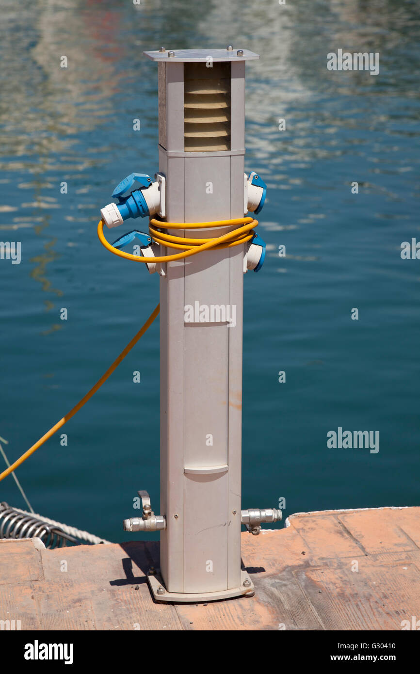 Power supply for boats, plugs and sockets, marina, Marbella, Costa del ...