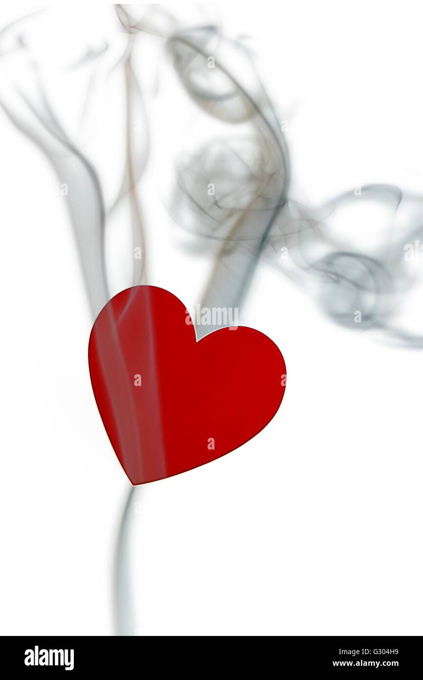Red heart with smoke Stock Photo - Alamy