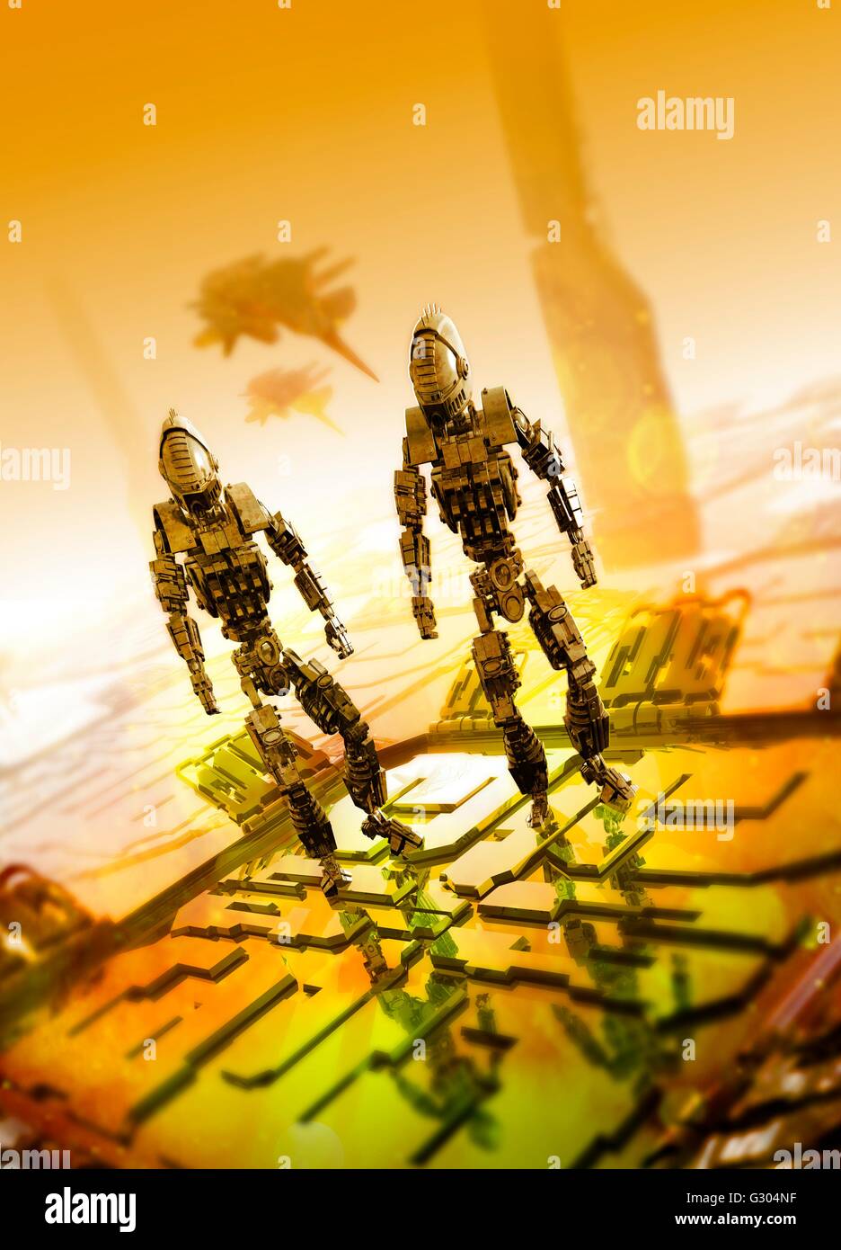 Robots on a futuristic planet hi-res stock photography and images - Alamy