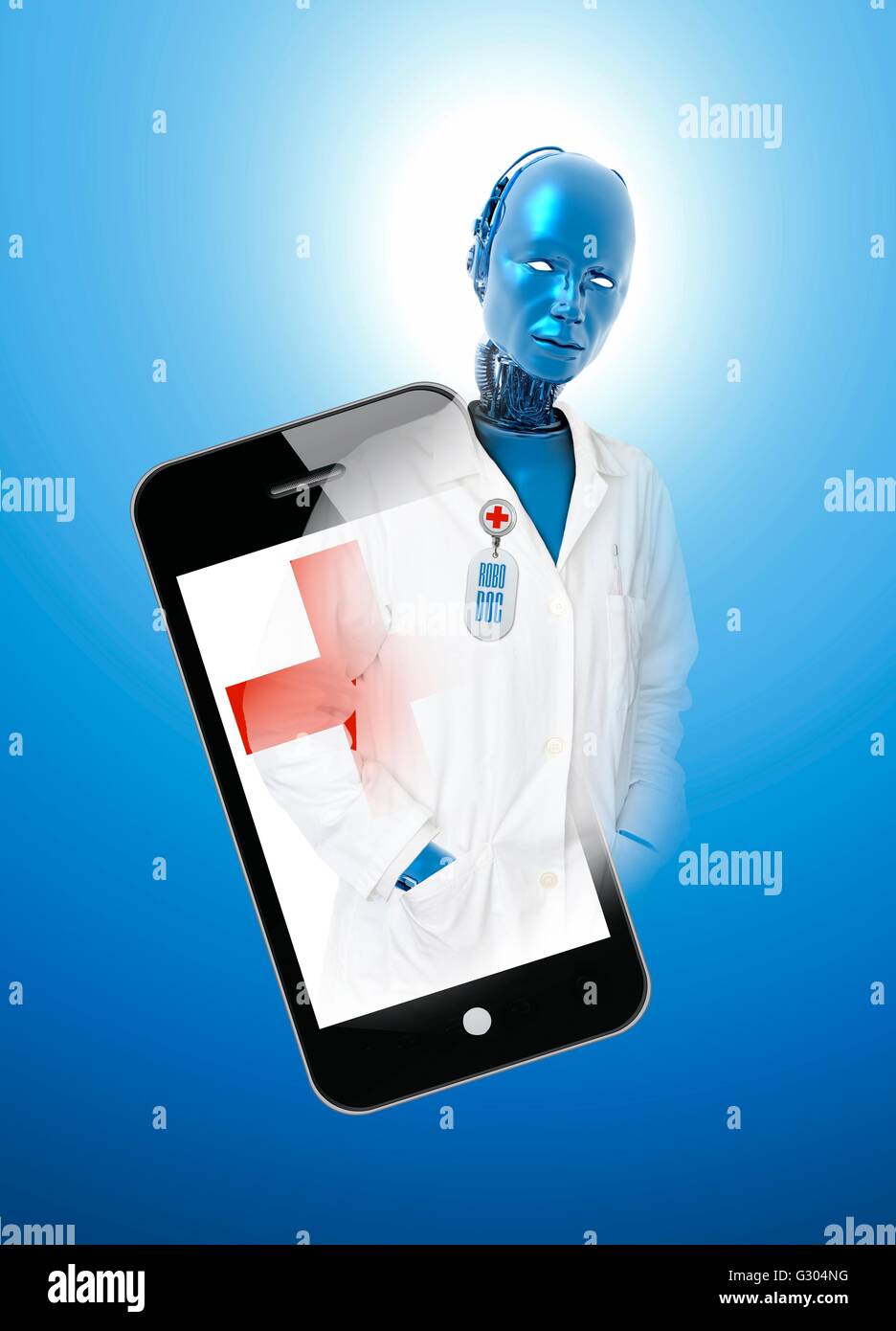 Android doctor and smartphone, illustration Stock Photo - Alamy