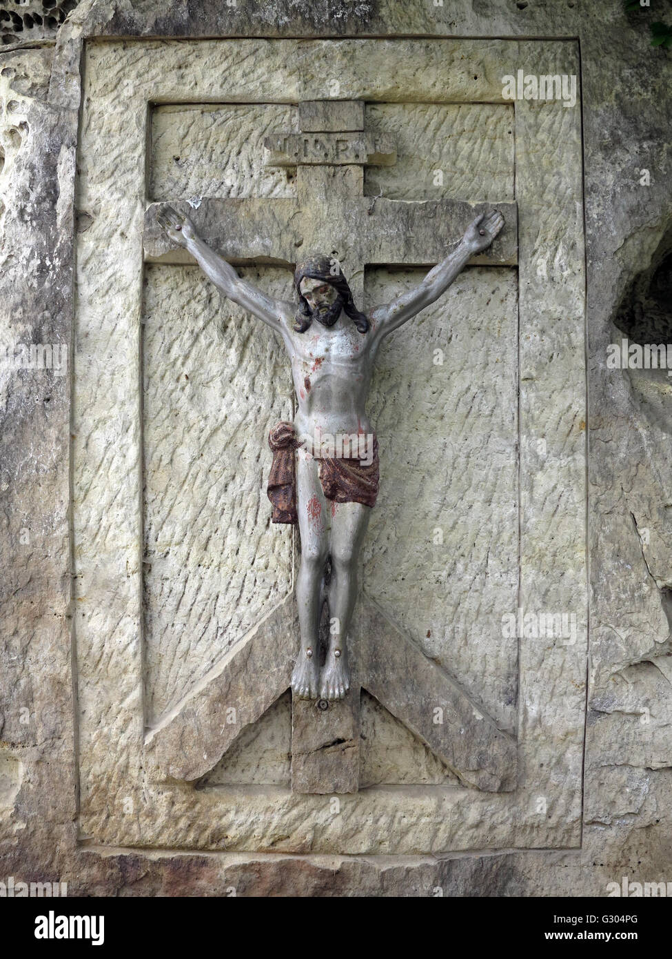 Detail of the Jesus Christ - relief carven in sand stone Stock Photo ...