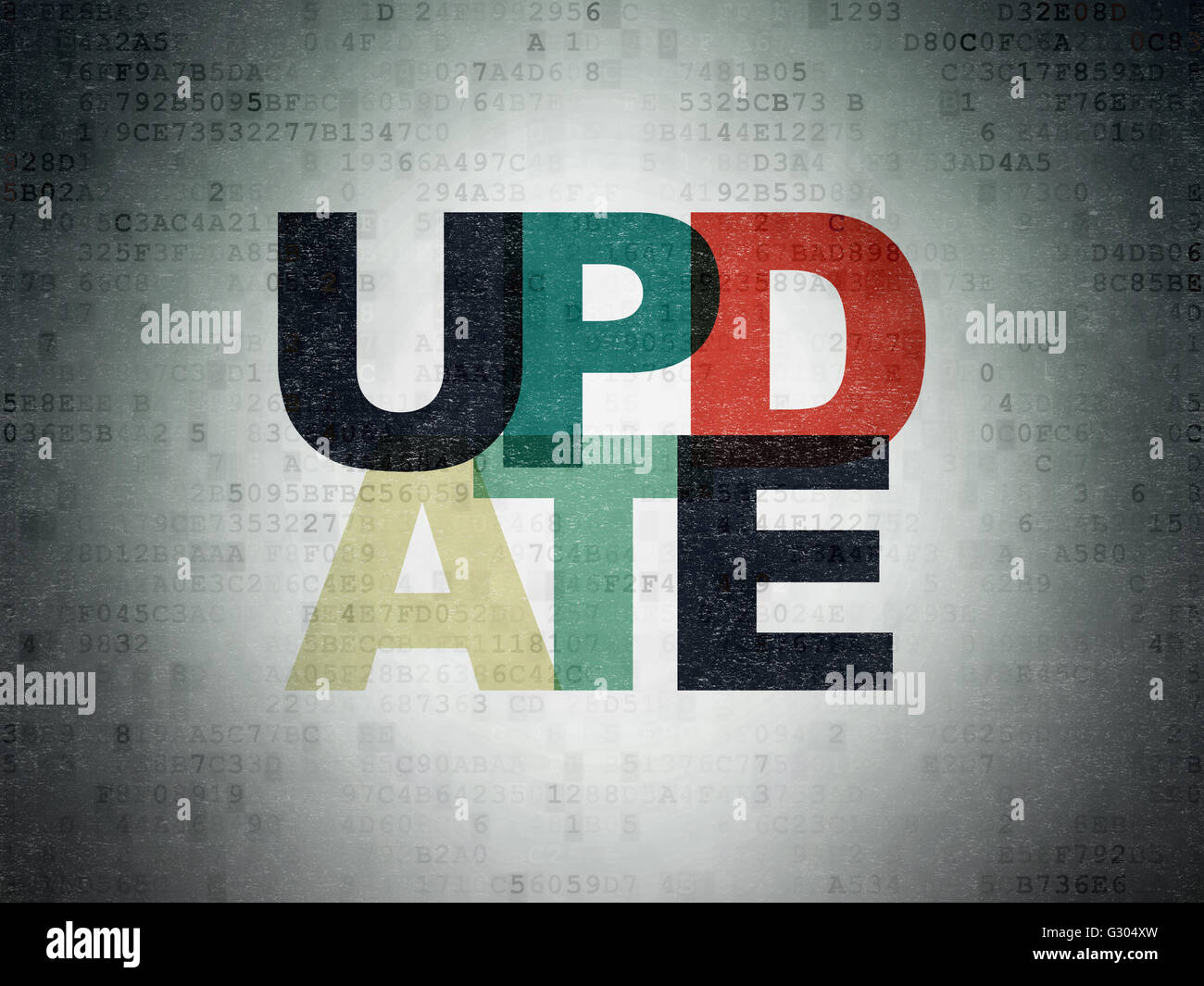 Web development concept: Update on Digital Data Paper background Stock ...