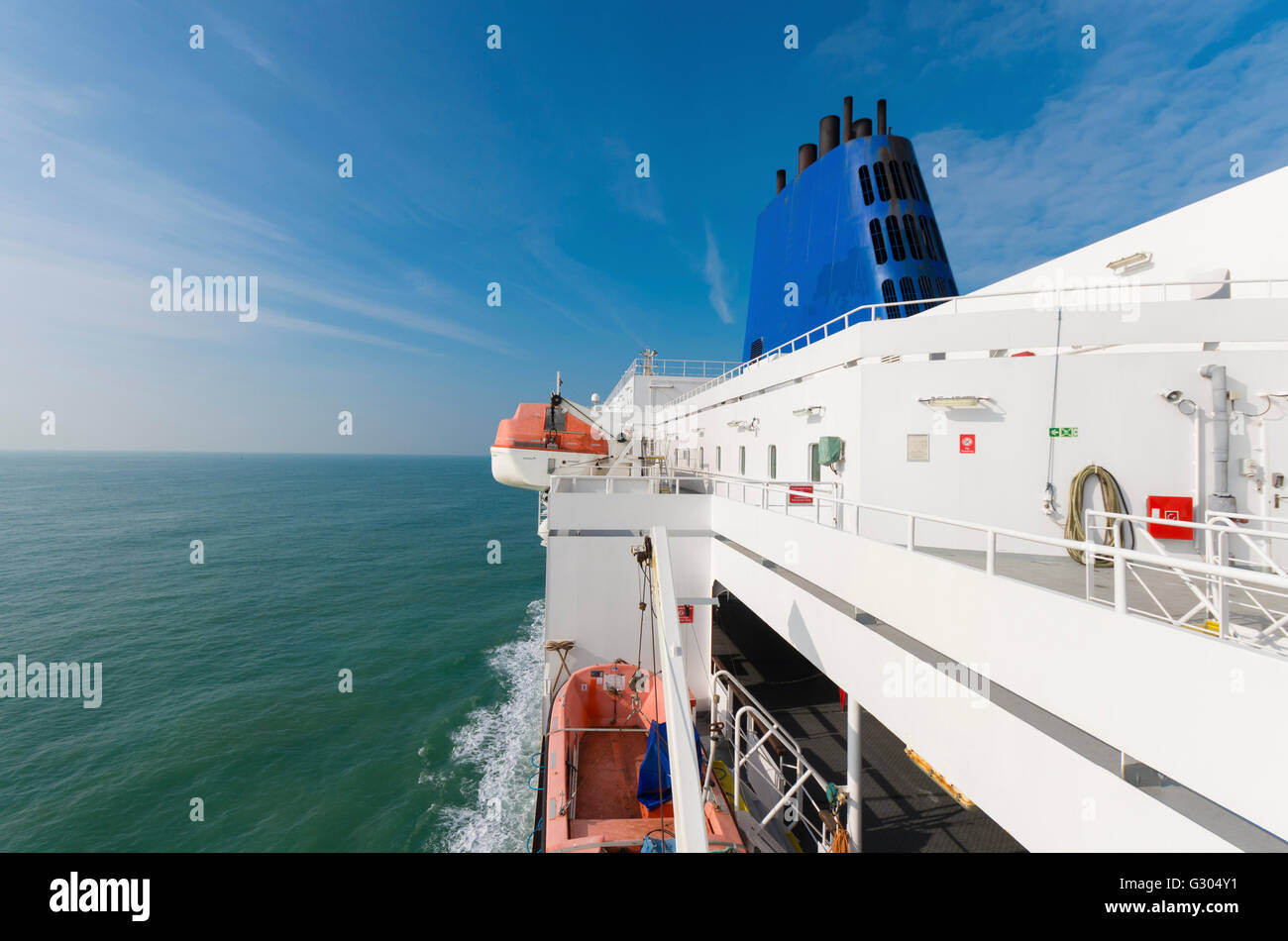 rescue boat on a large ferry boat Stock Photo - Alamy