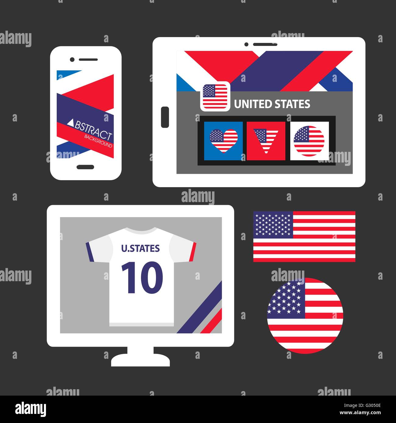 Flag united states america set Stock Vector Images - Alamy