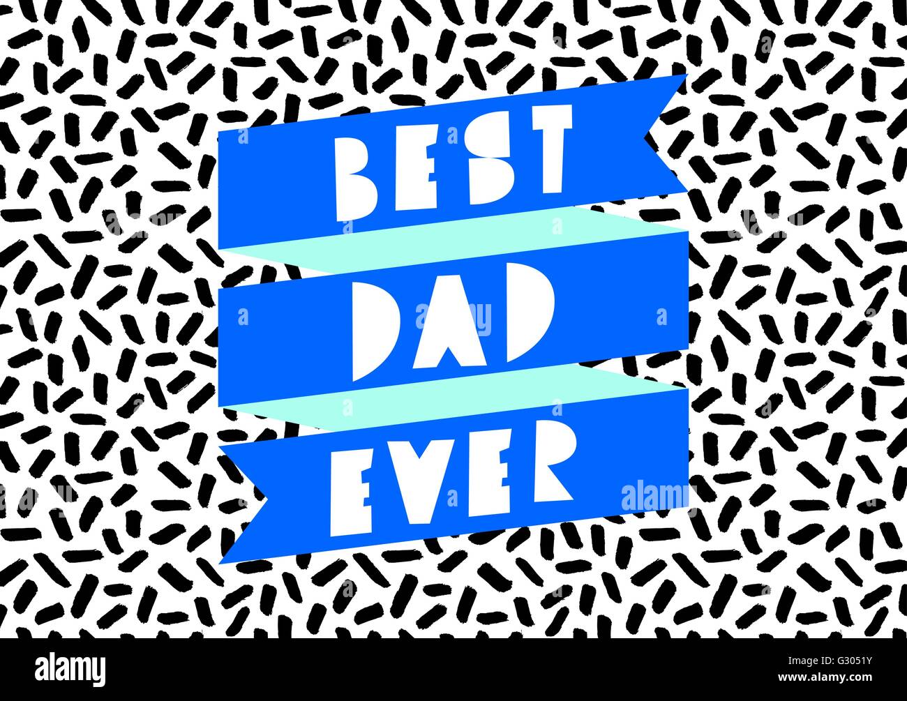 Retro typographic design Father's Day card with bright blue banner ...