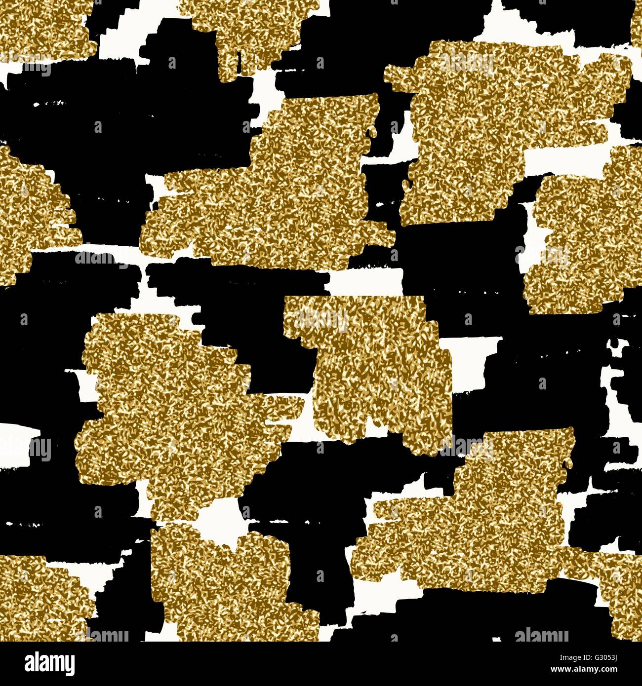 Abstract seamless repeating pattern with abstract shapes in gold ...
