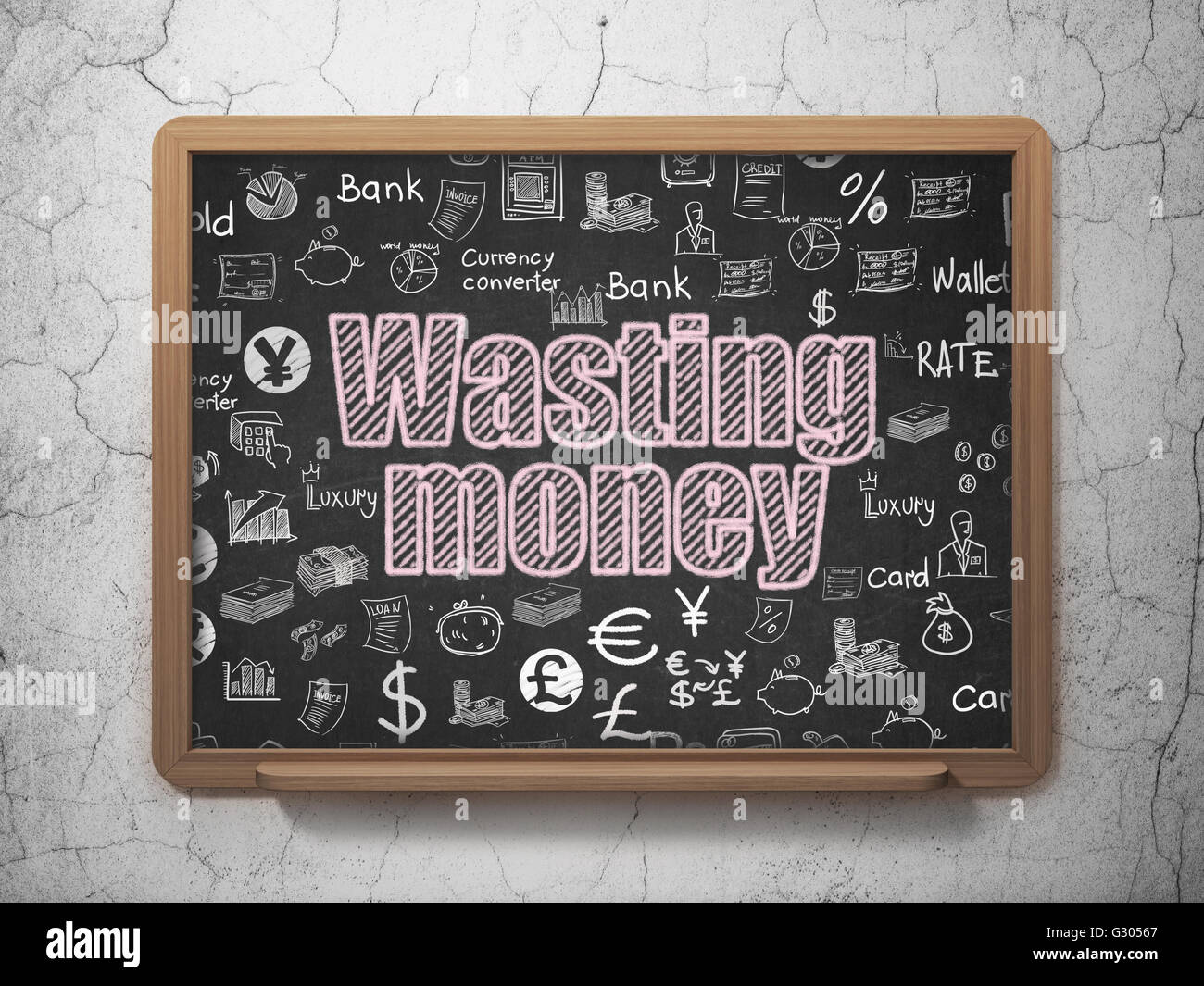 Banking concept: Wasting Money on School board background Stock Photo ...
