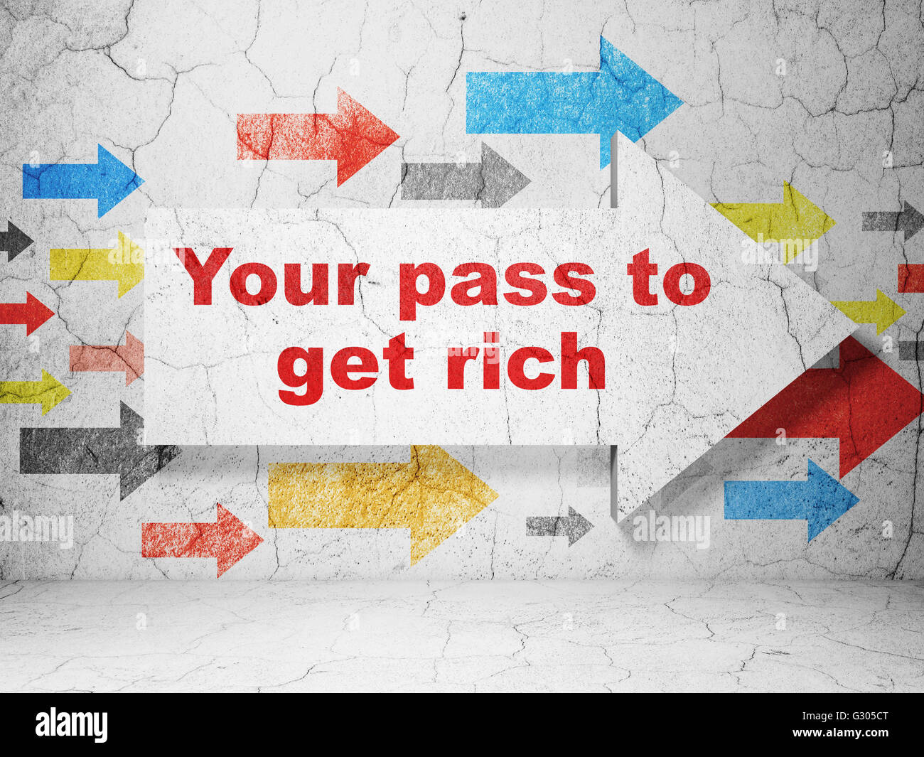 Business concept: arrow with Your Pass to Get Rich on grunge wall ...