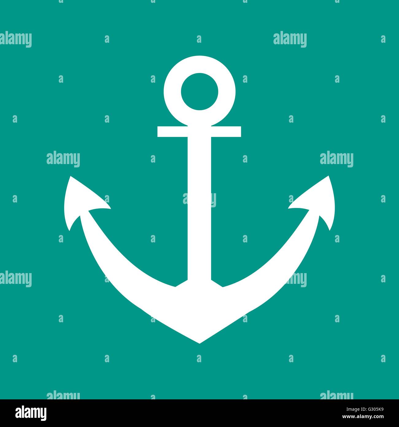Stylized icon of anchor in white on a colored background Stock Vector ...