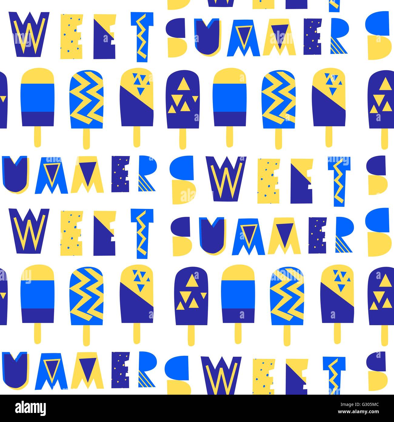 Seamless repeating pattern with decorative letters and ice cream in ...