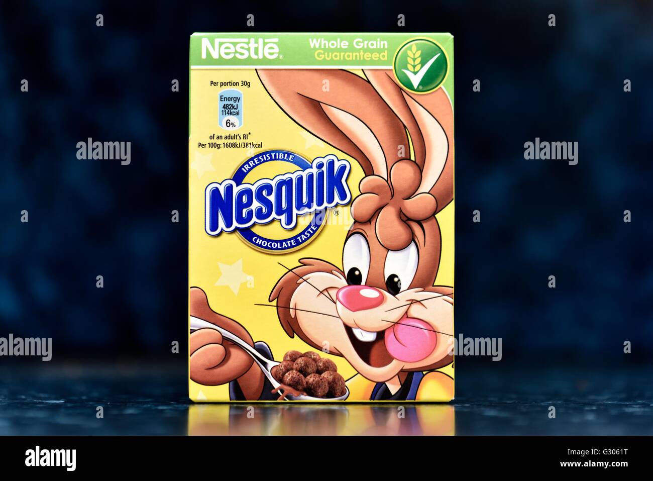 Nestle Nesquik whole grain cereals Stock Photo - Alamy