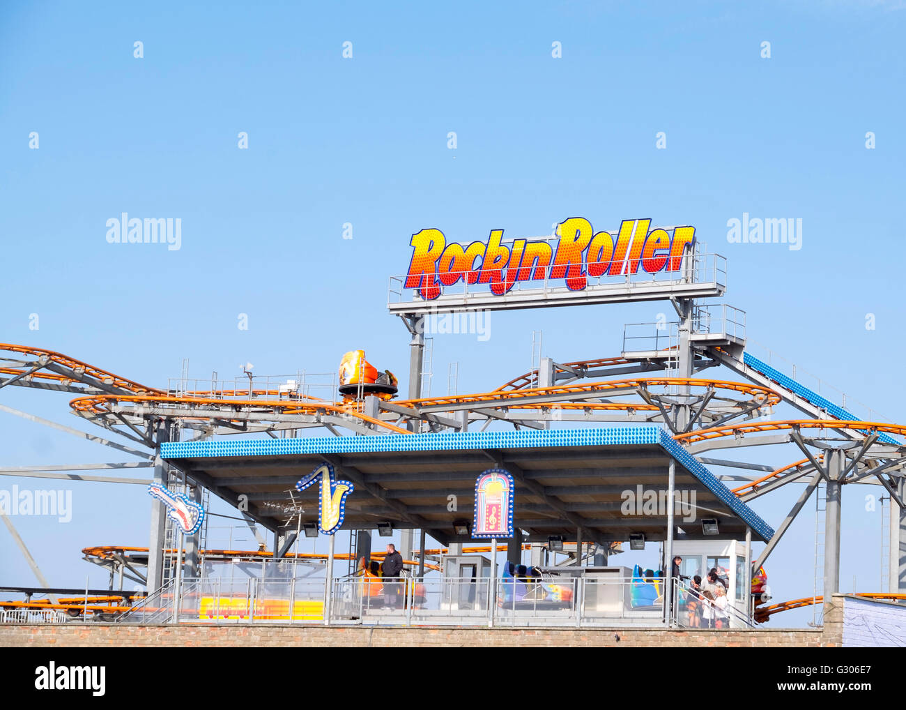 Vintage fair ground attractions on a sunny day in skegness ...