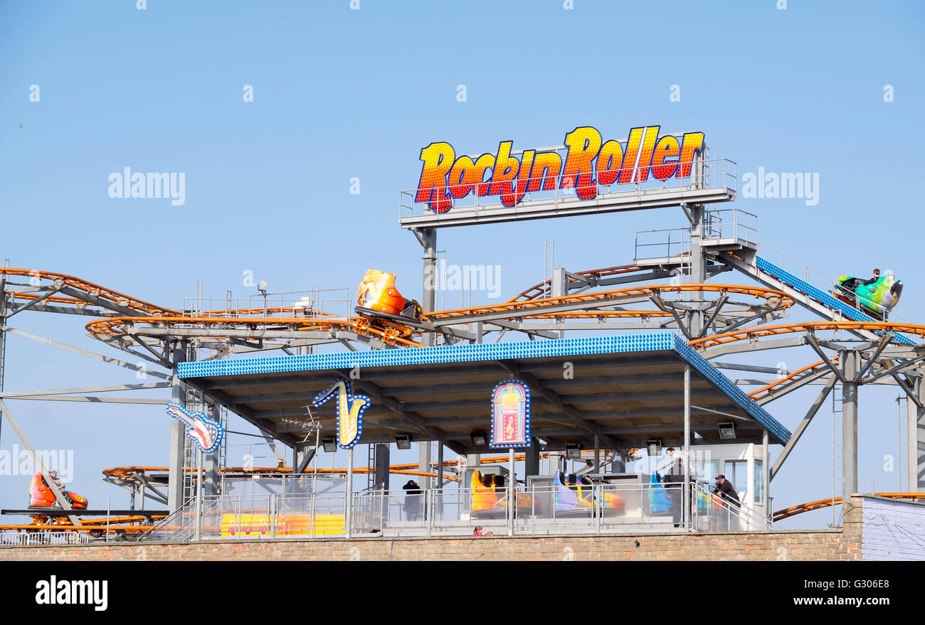 Vintage fair ground attractions on a sunny day in skegness ...