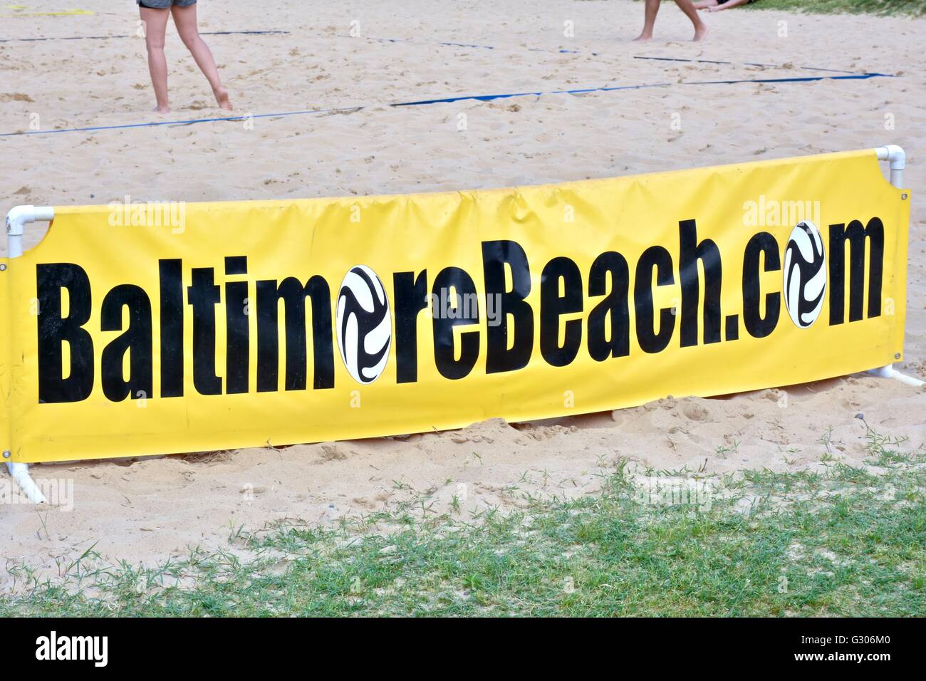 Baltimore Beach.com banner on the volleyball courts at the Baltimore ...