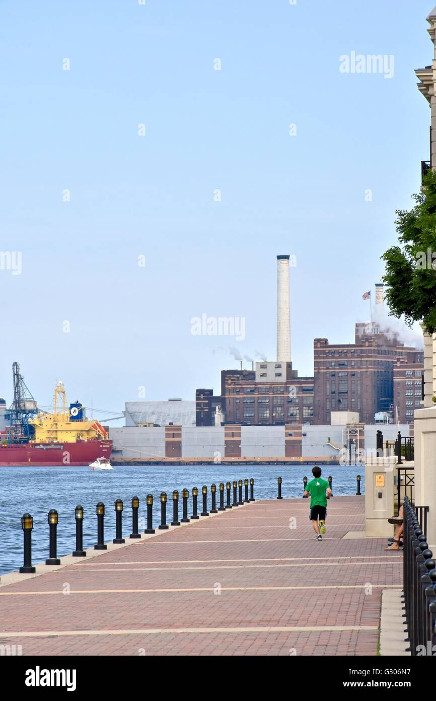 The beautiful historic Baltimore inner harbor on a warm summer day ...