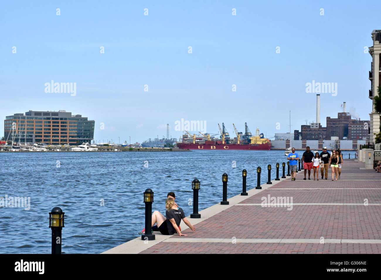The beautiful historic Baltimore inner harbor on a warm summer day ...
