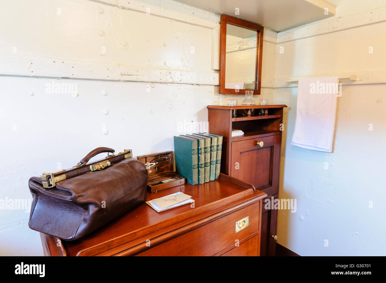 Patient notes and a medical bag on a desk in a doctor's surgery from ...