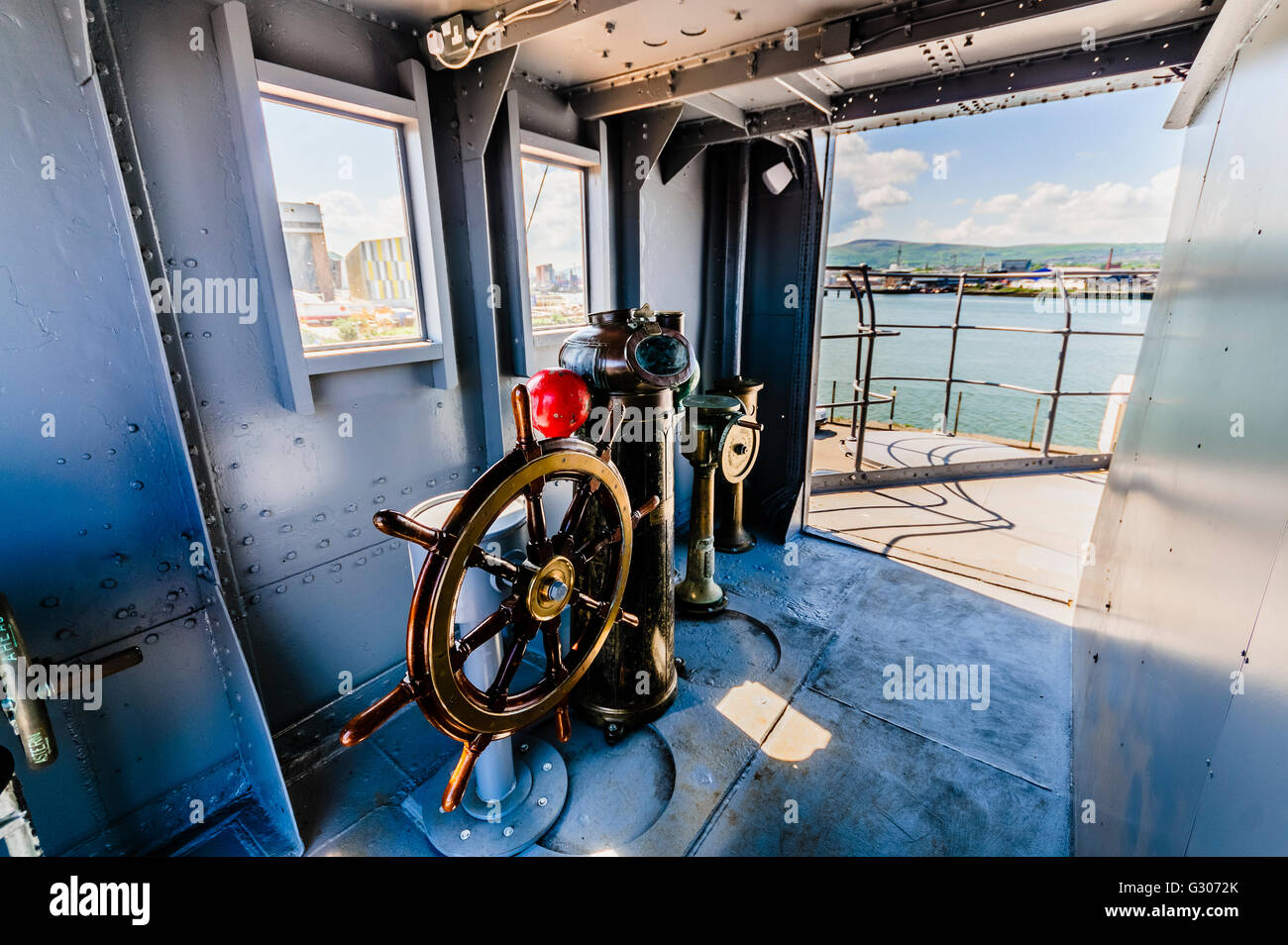 Bridge of HMS Caroline, Belfast, the last surviving ship from the ...