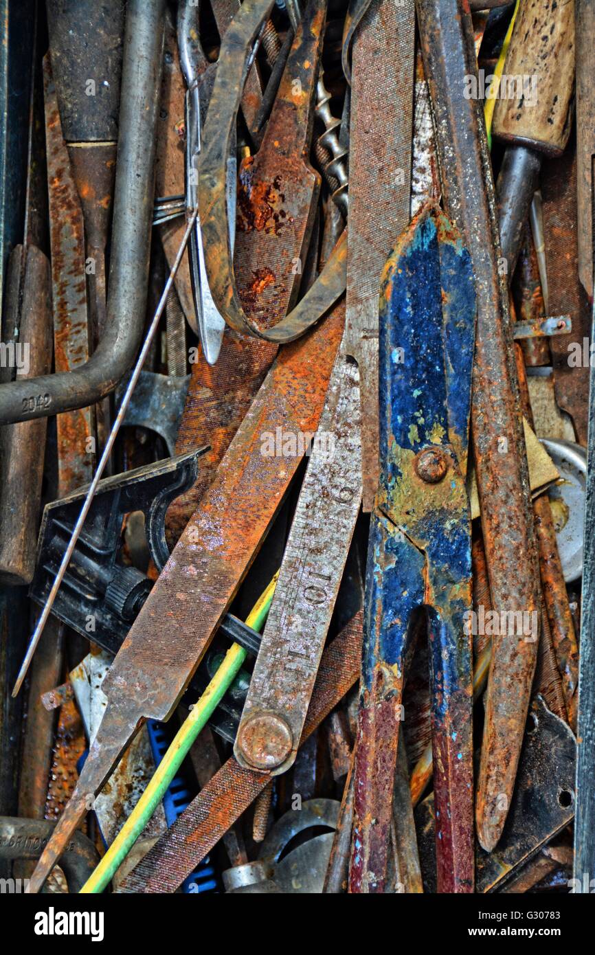 Old rusty tools and drills Stock Photo - Alamy