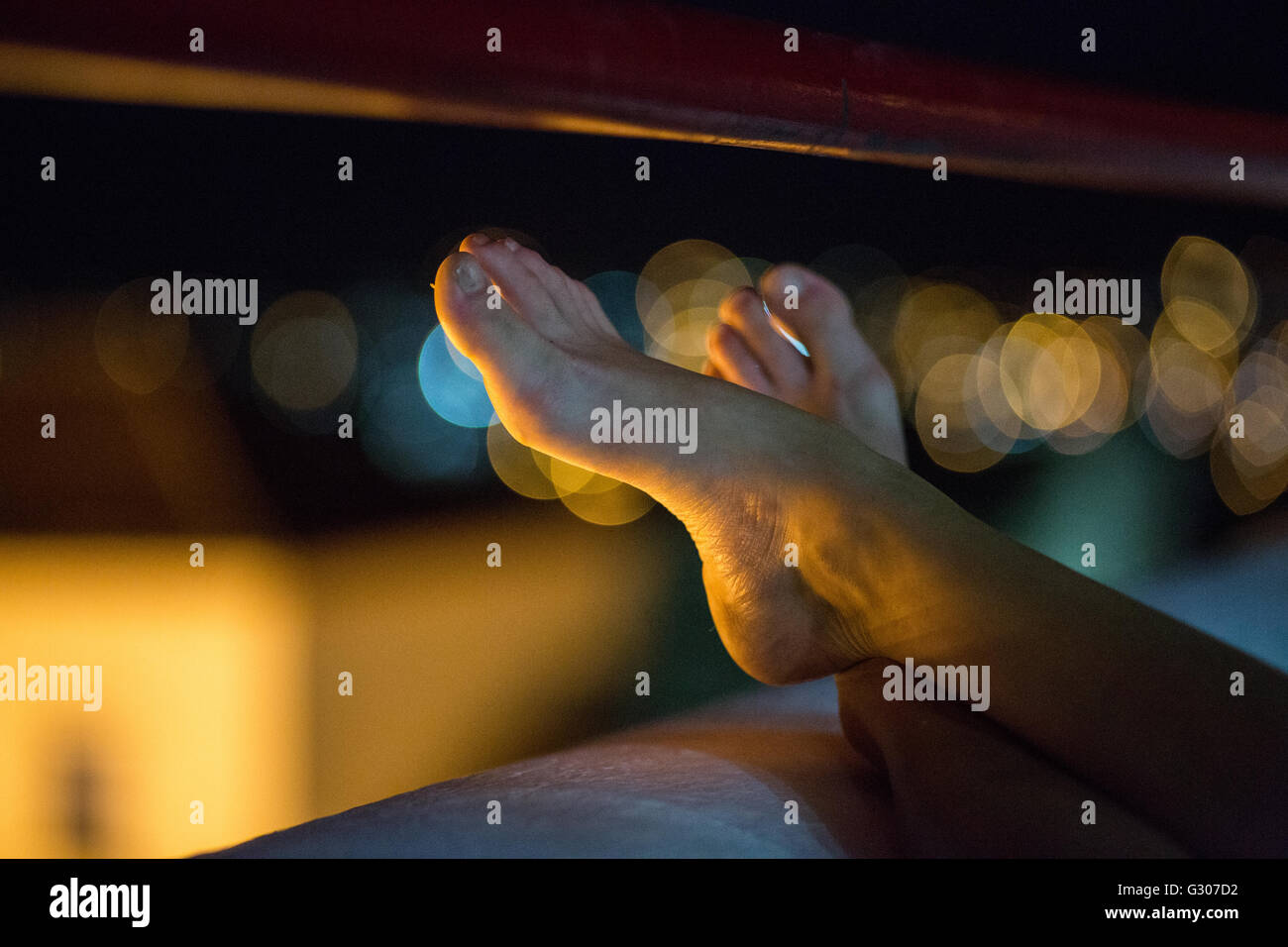 Feet on wall hi-res stock photography and images - Alamy