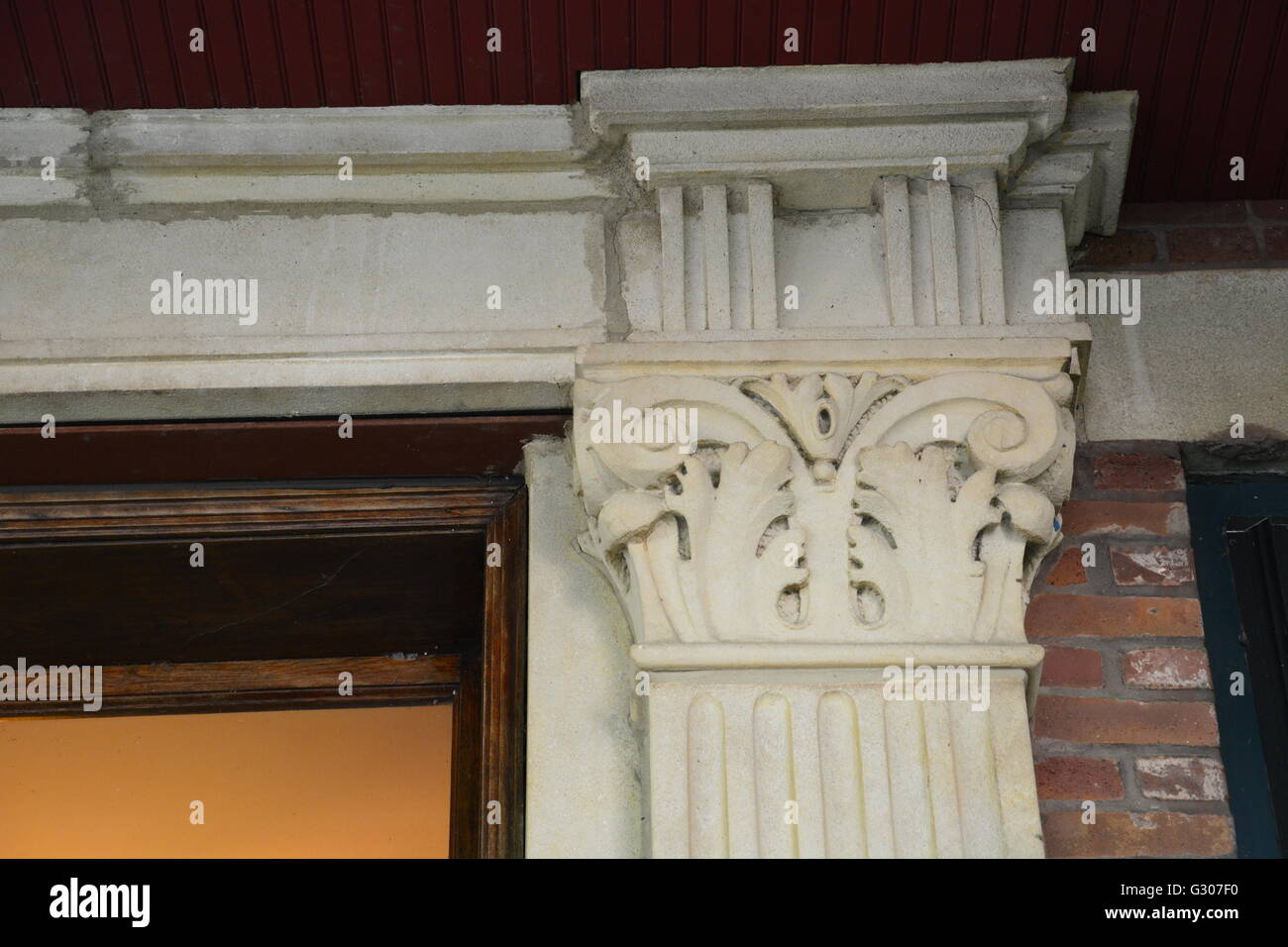 Column at the entryway of a 1920's era 6-flat condo building in Chicago ...