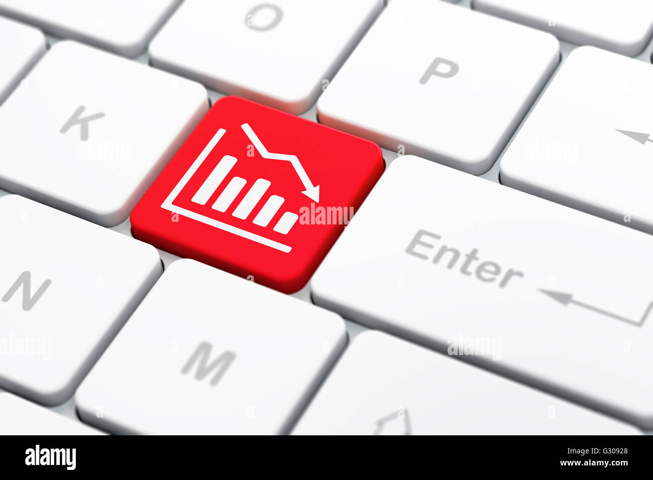 Advertising concept: Decline Graph on computer keyboard background ...