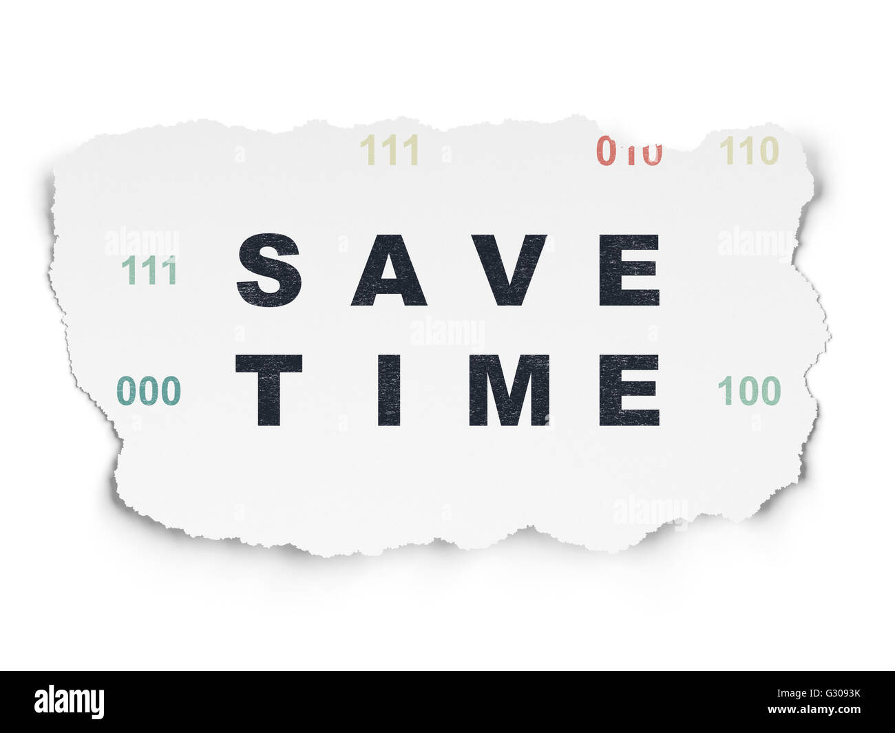 Time concept: Save Time on Torn Paper background Stock Photo - Alamy