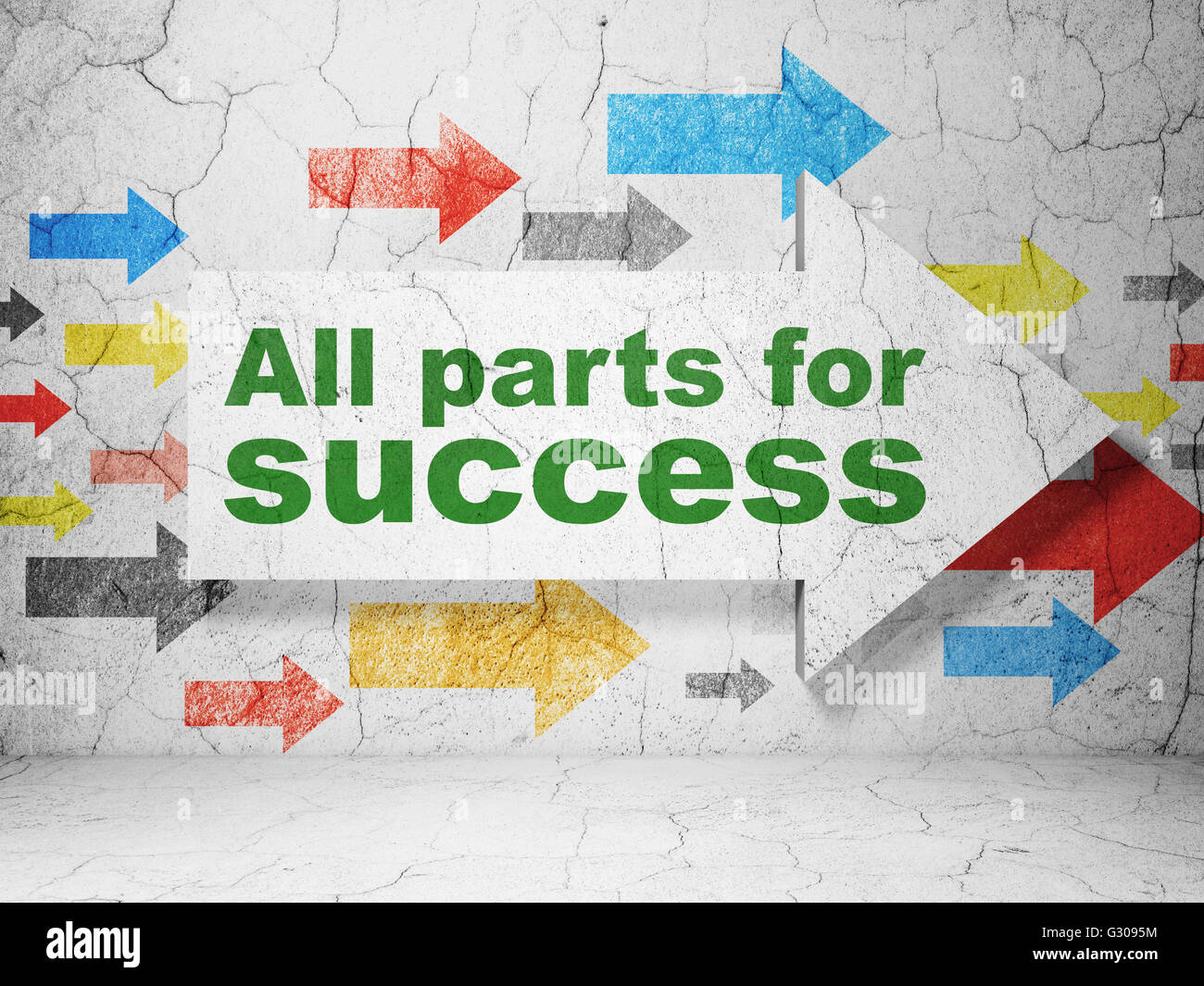 Business concept: arrow with All parts for Success on grunge wall ...