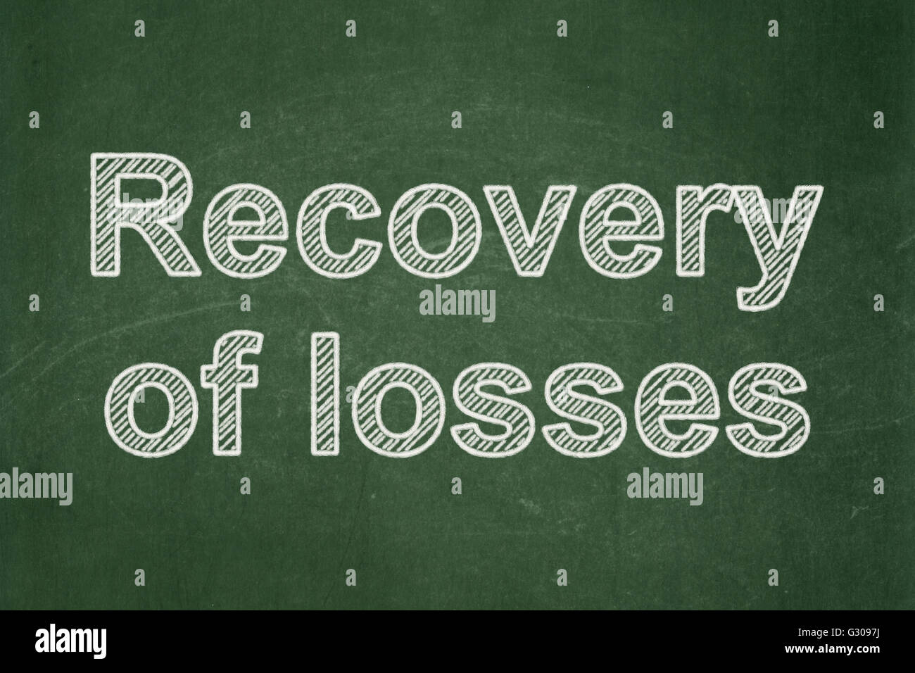Currency concept: Recovery Of losses on chalkboard background Stock ...