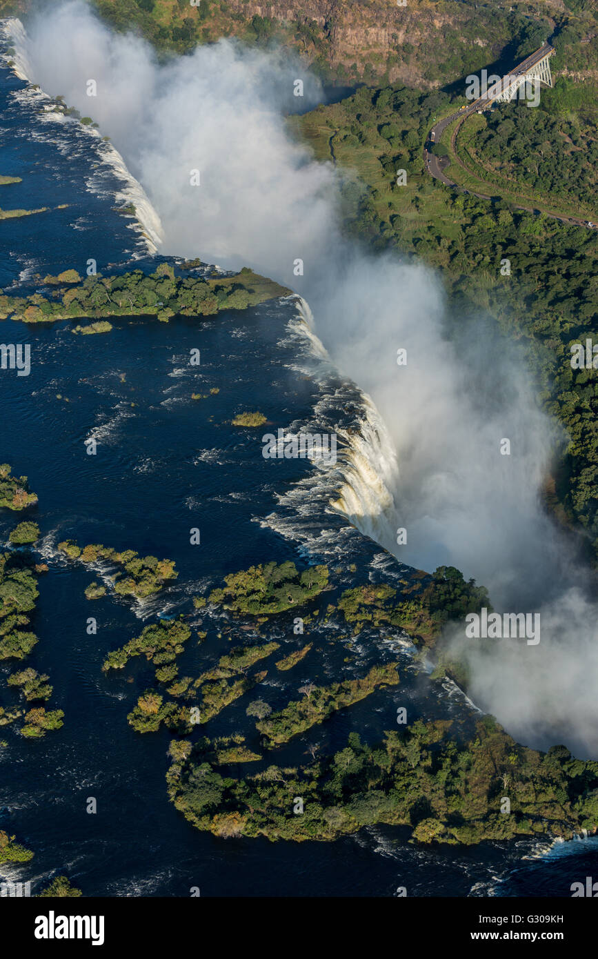 Aerial view of Victoria Falls with bridge Stock Photo - Alamy