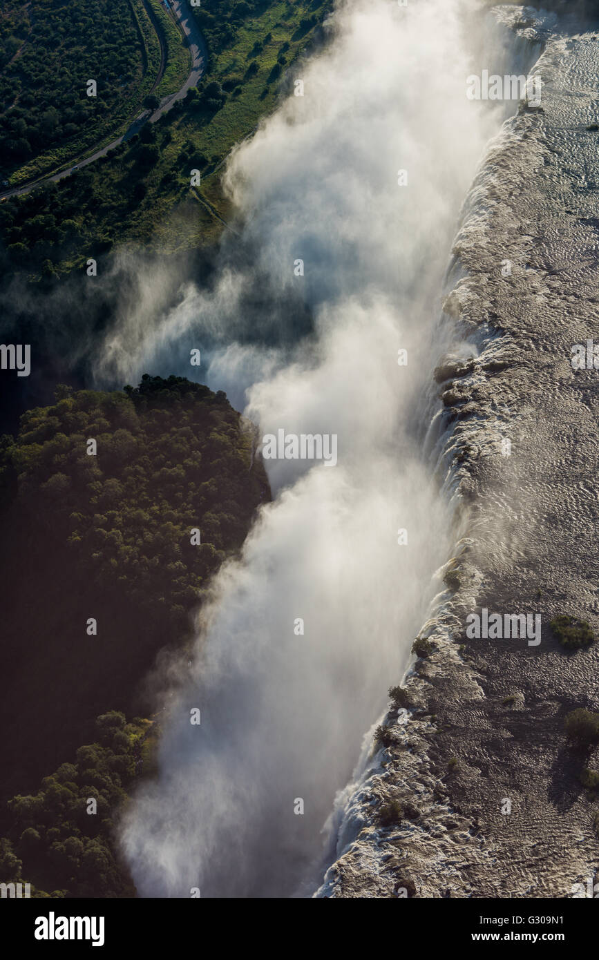 Aerial view of spray hiding Victoria Falls Stock Photo - Alamy