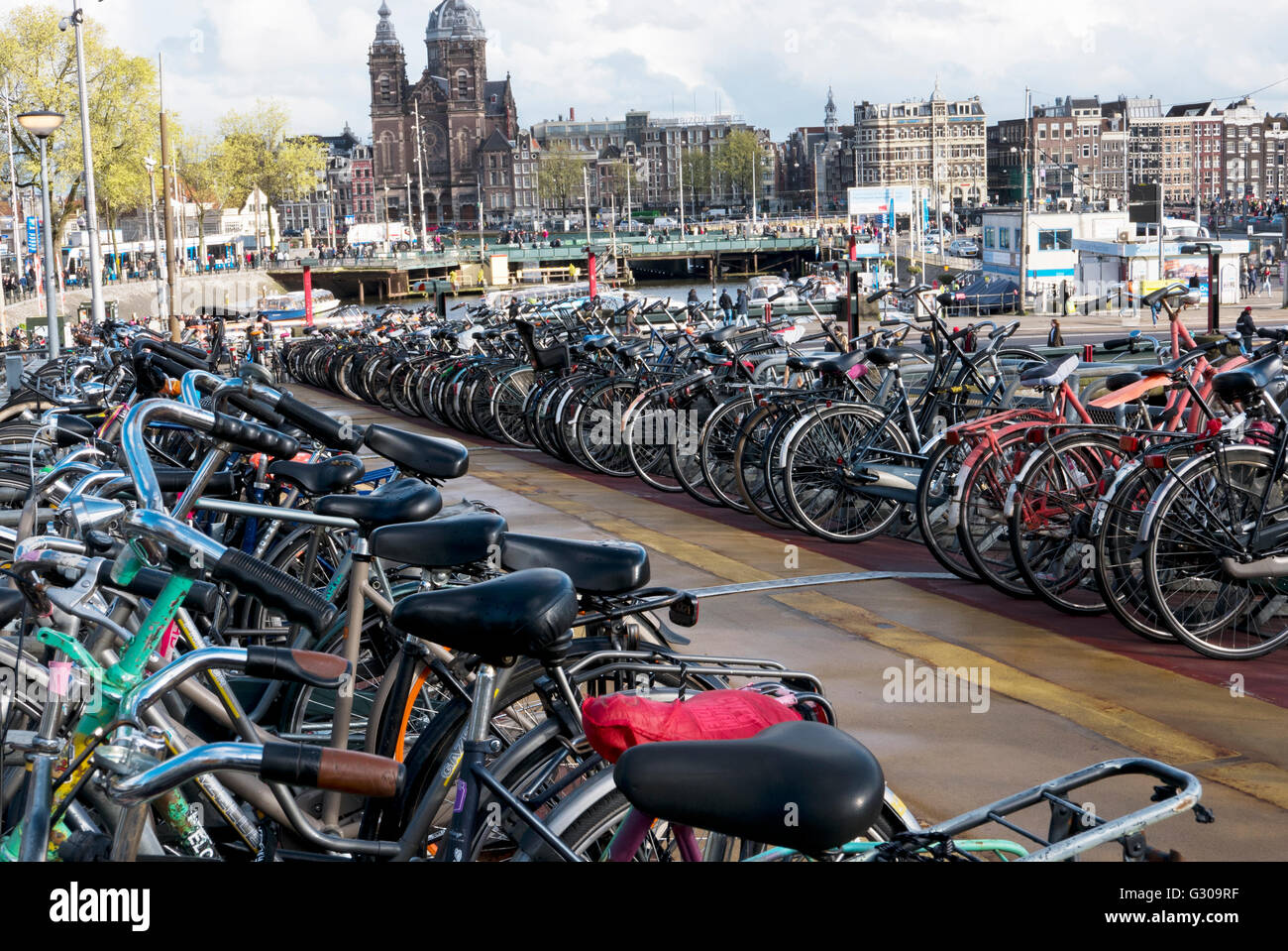 Bicycle storage near Central train station in Amsterdam, Holland ...