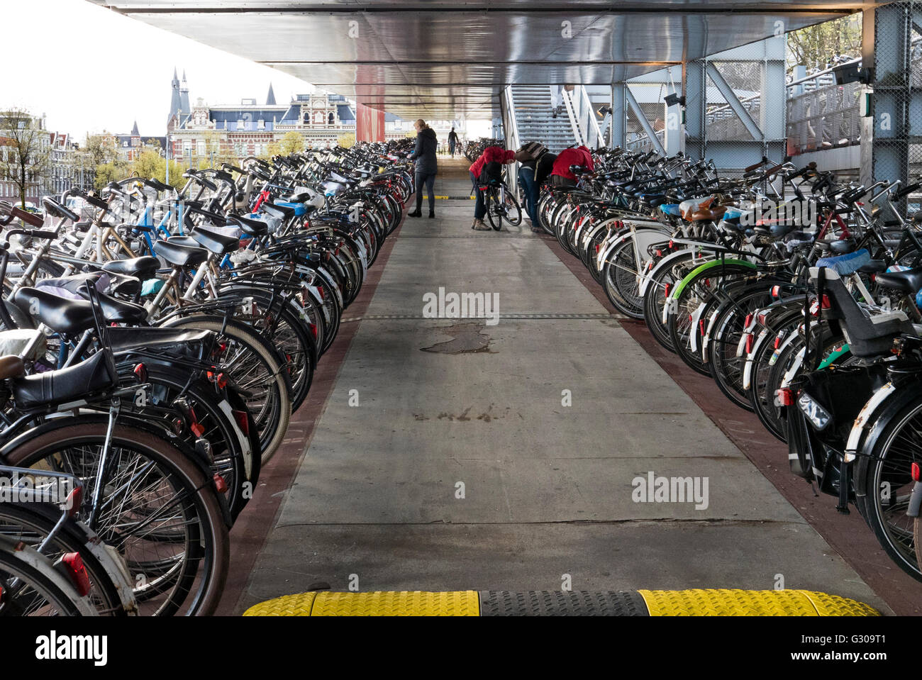 Bicycle storage near Central train station in Amsterdam, Holland ...