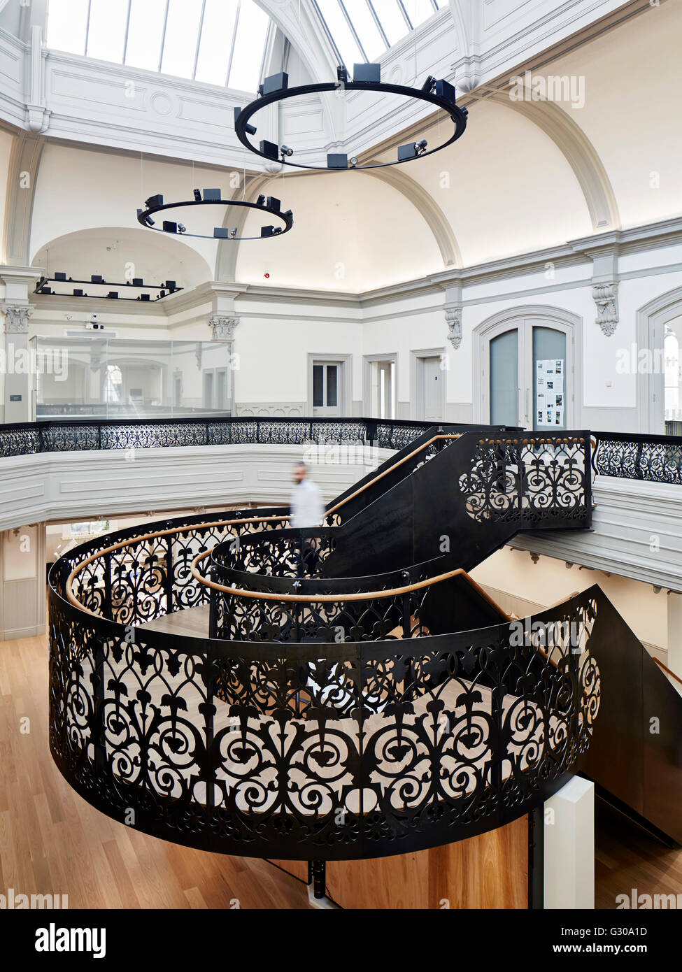 Main central staircase with staff teacher walking. Boardman House ...