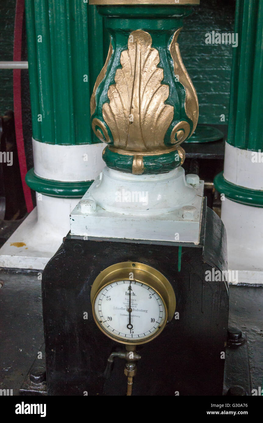 Bourdon gauge, Markfield Beam Engine, Tottenham, London, England, by ...