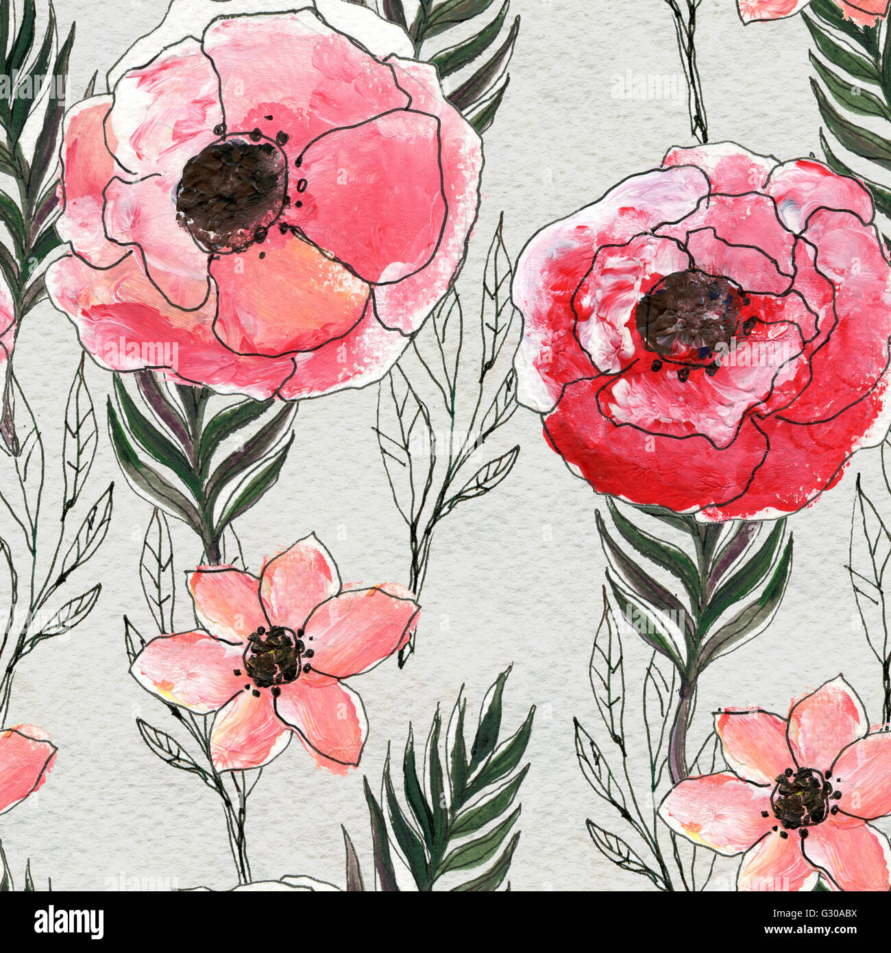 Seamless watercolor floral pattern Stock Photo - Alamy