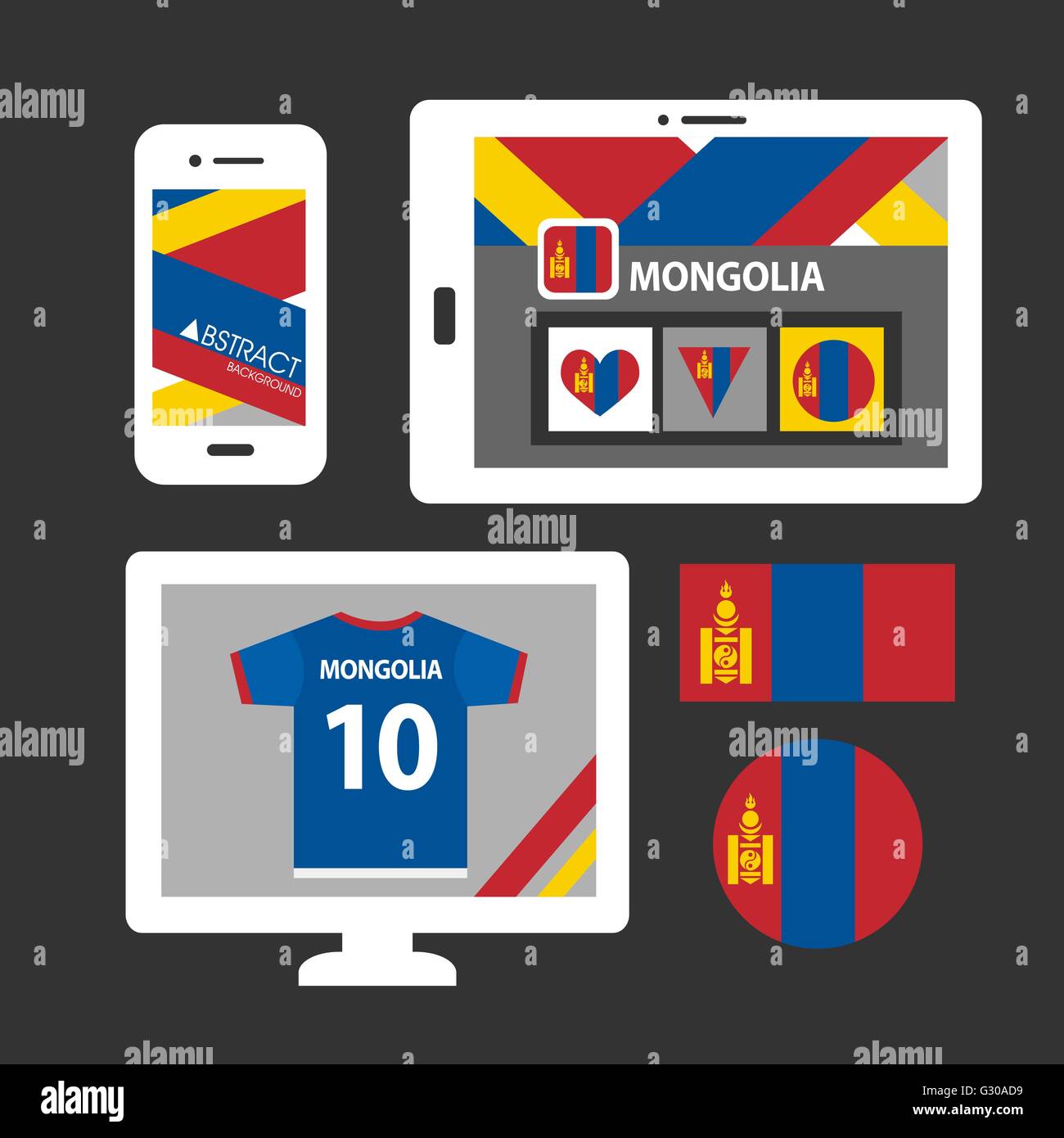 Mongolian flag Stock Vector Images - Alamy