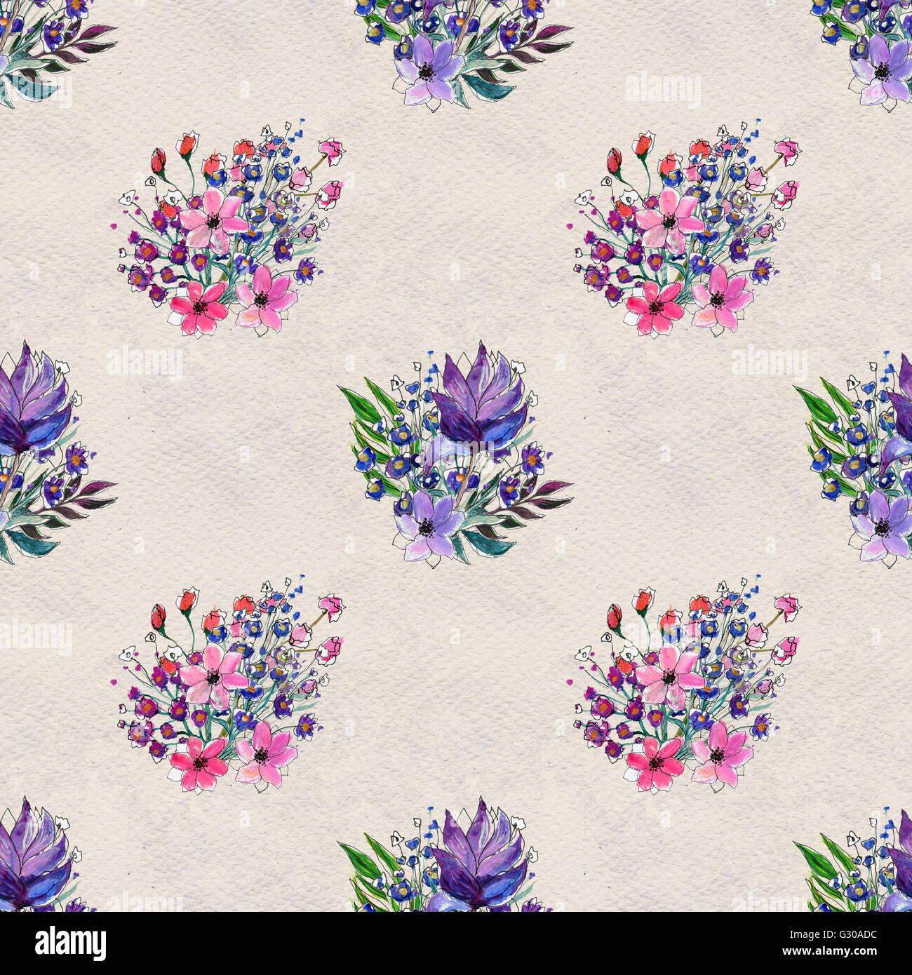 Seamless watercolor floral pattern Stock Photo - Alamy