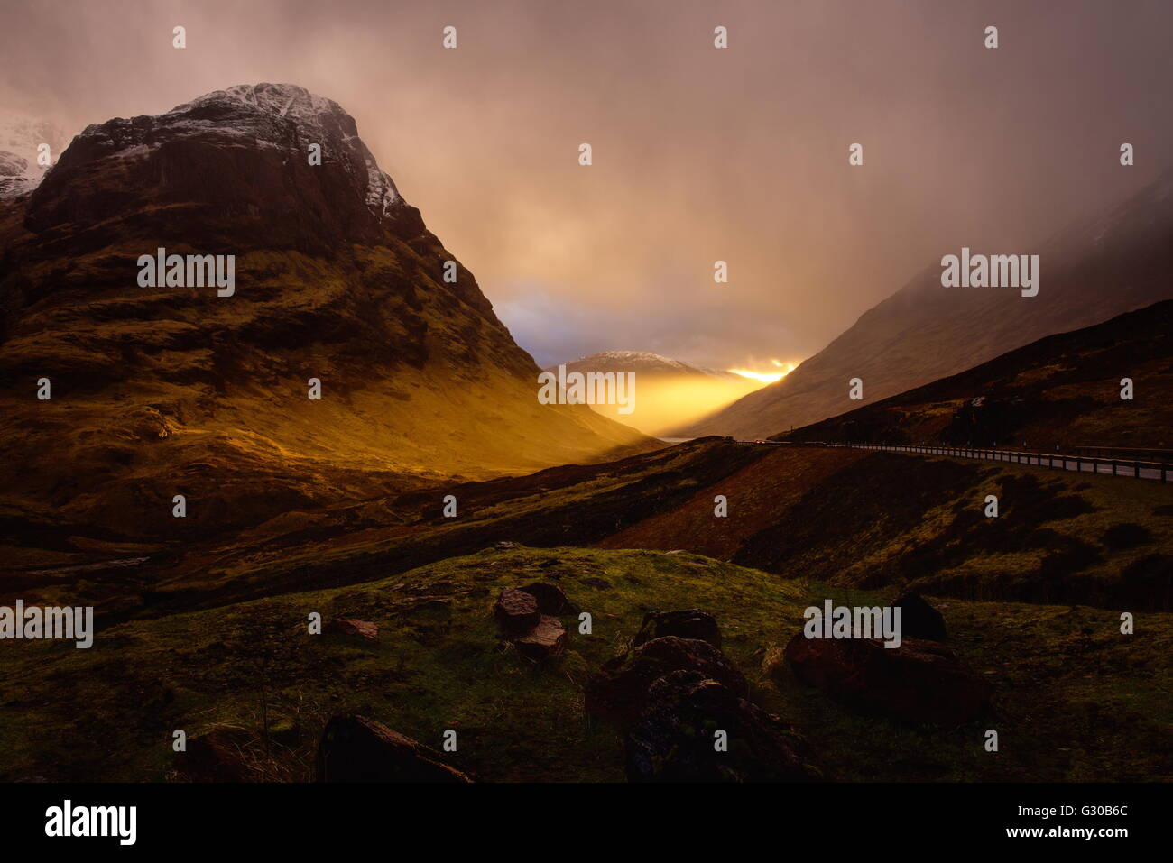 Glencoe Sunset, Scottish Highlands, Scotland, United Kingdom, Europe ...