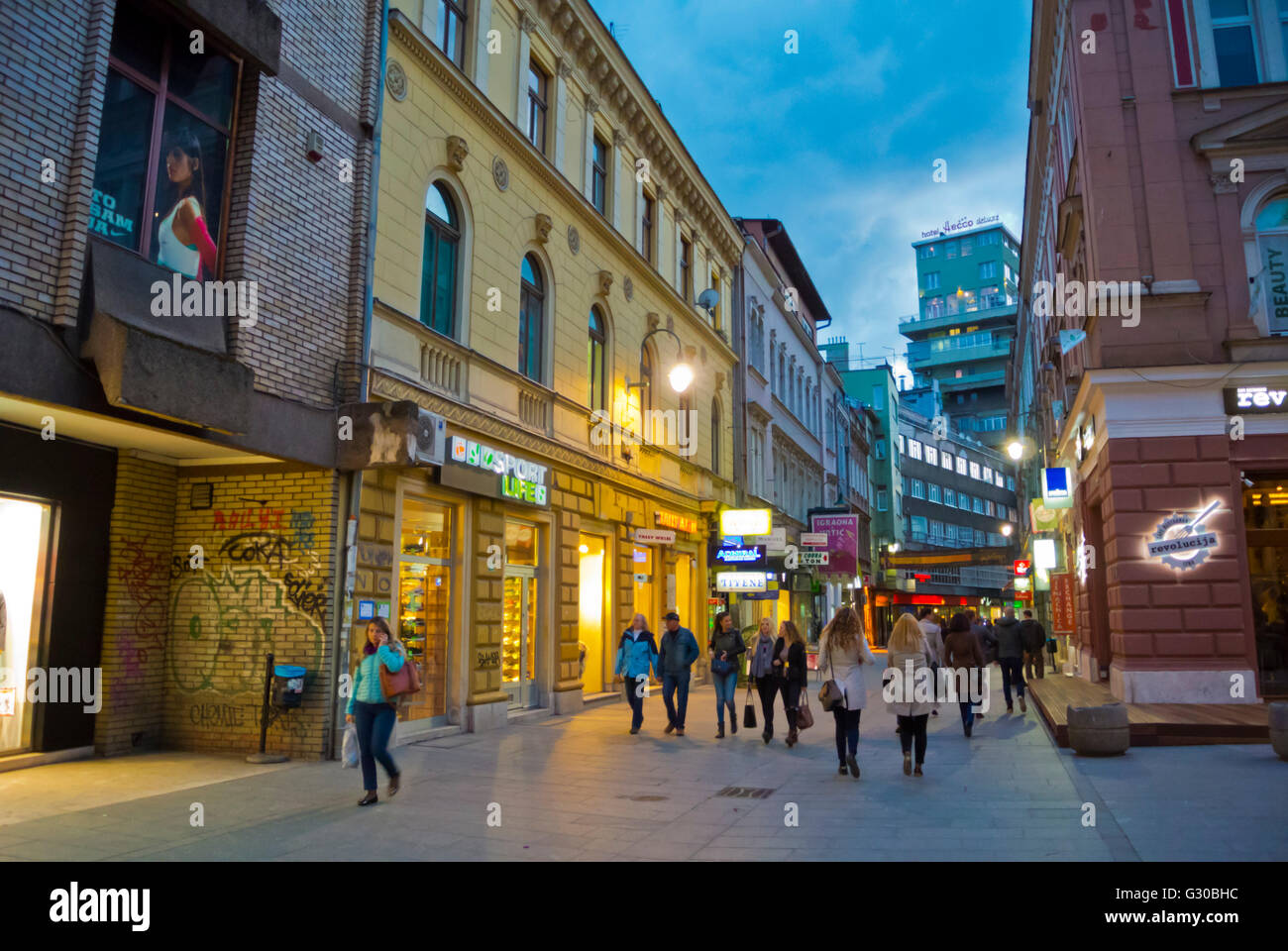 Ferhadija pedestrian street, old town, Sarajevo, Bosnia and Herzegovina ...