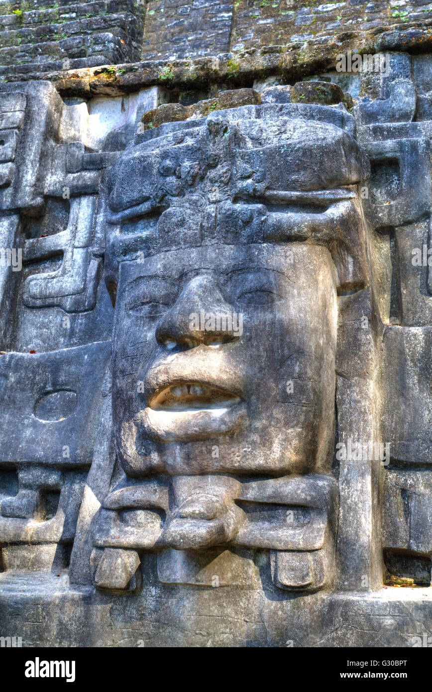Stucco Mask, The Mask Temple, Lamanai Mayan Site, Belize, Central ...